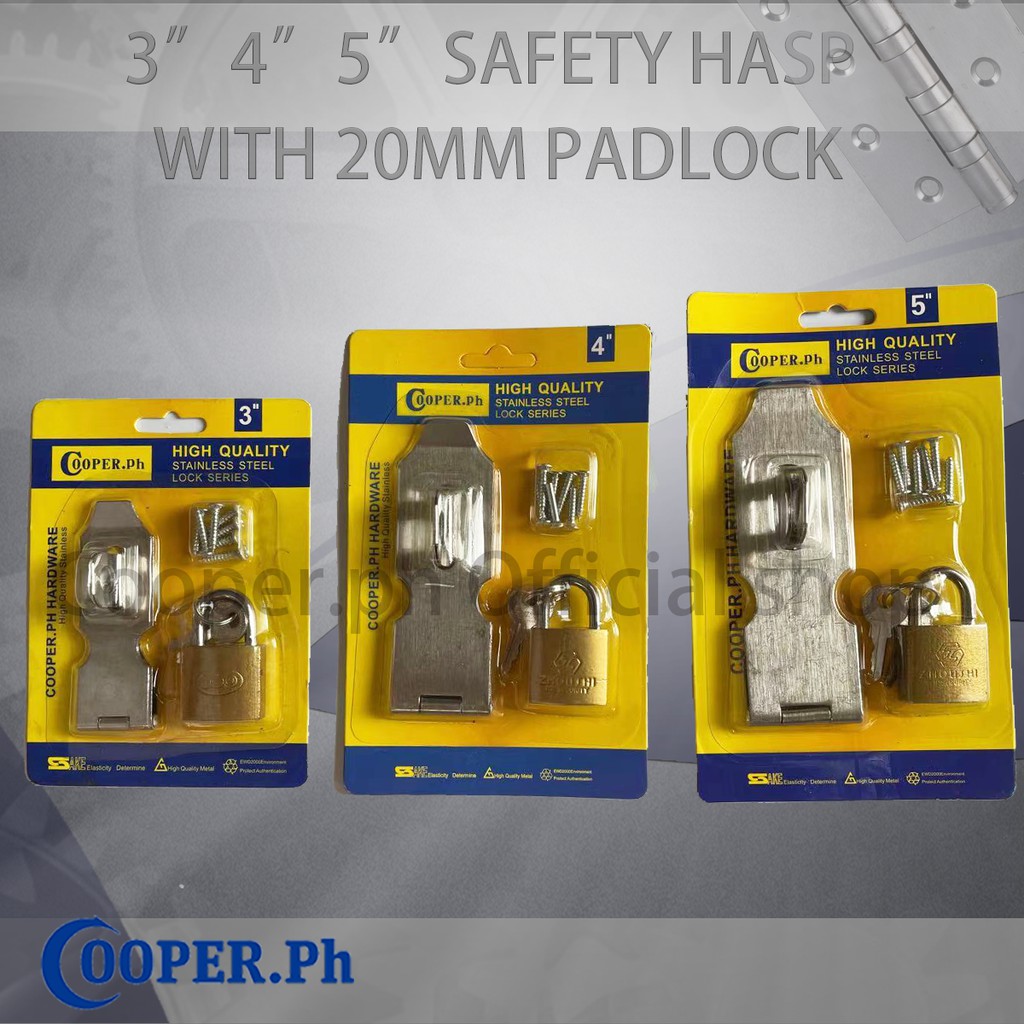Cooper.ph CP-08-10-12 safety hasp with 20mm padlock 3" 4" 5" | Shopee ...