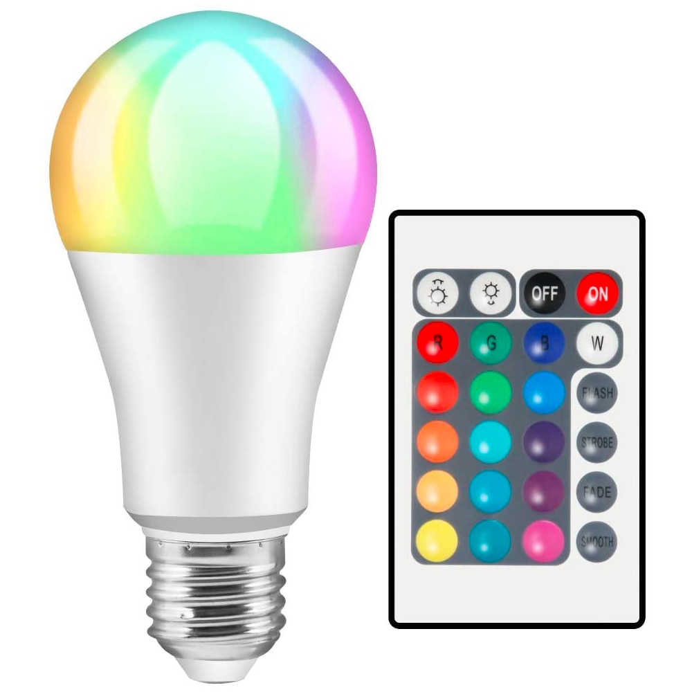 Colour Changing Light Bulb E27, Dimmable LED Bulb Screw, RGB 5W 7W 9W ...