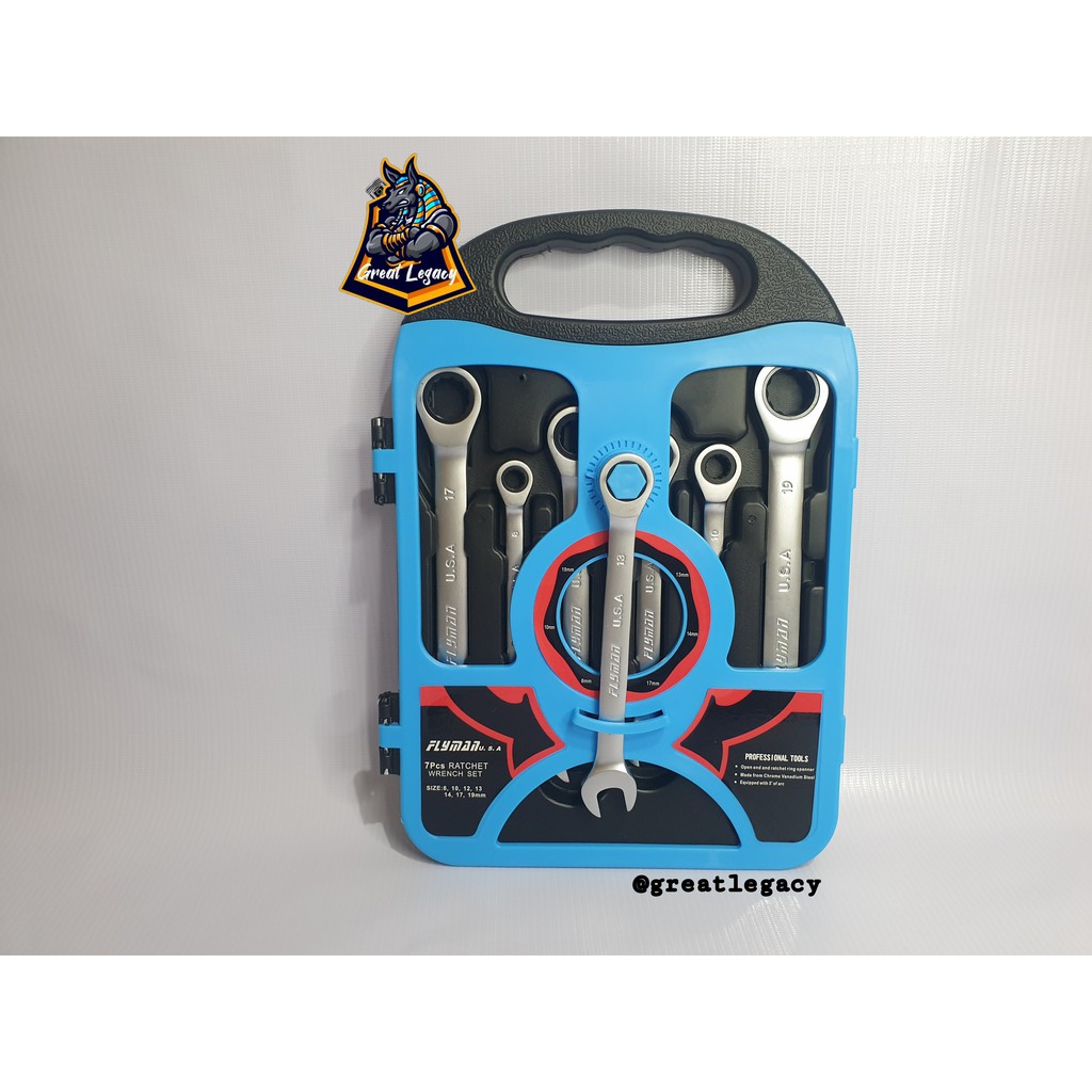 Flyman 7Pcs. Combination Gear Wrench Set (Ratchet End) | Shopee Philippines