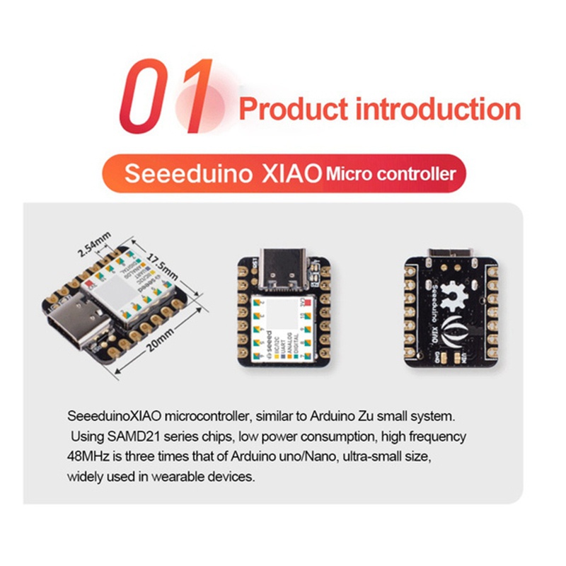 Type-C Seeeduino XIAO Microcontroller SAMD21 Cortex M0+ Nano 48MHZ SPI I2C Interface for Arduino ...
