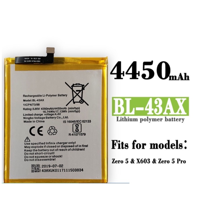 Infinix Zero 5 X603 ZERO 5PRO Battery Model BL-43AX Original Equipment ...