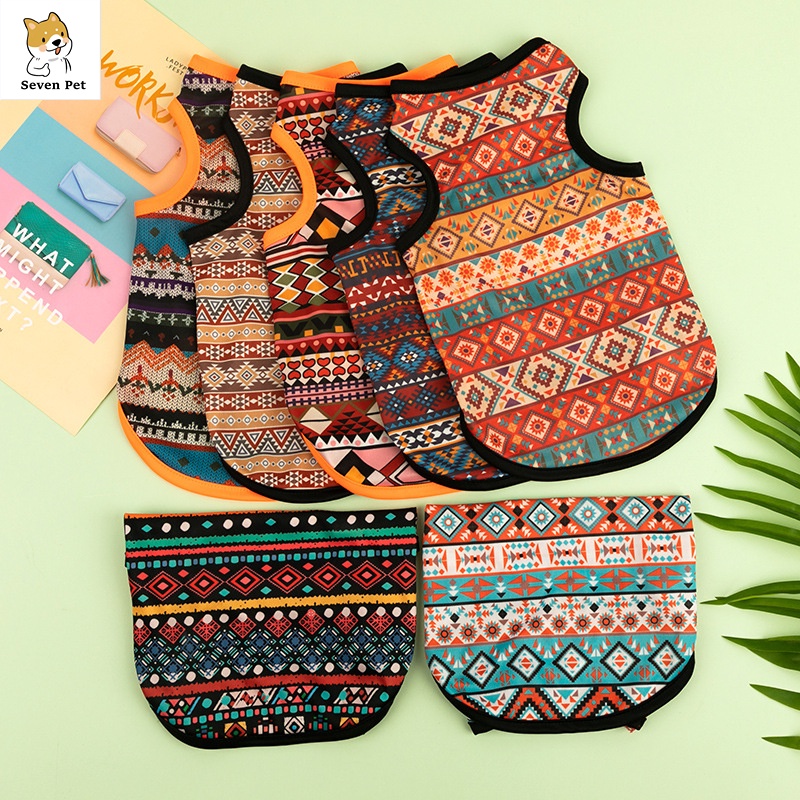 Vintage Pattern Dog Vest Breathable Dog Clothes for Shih Tzu Summer ...