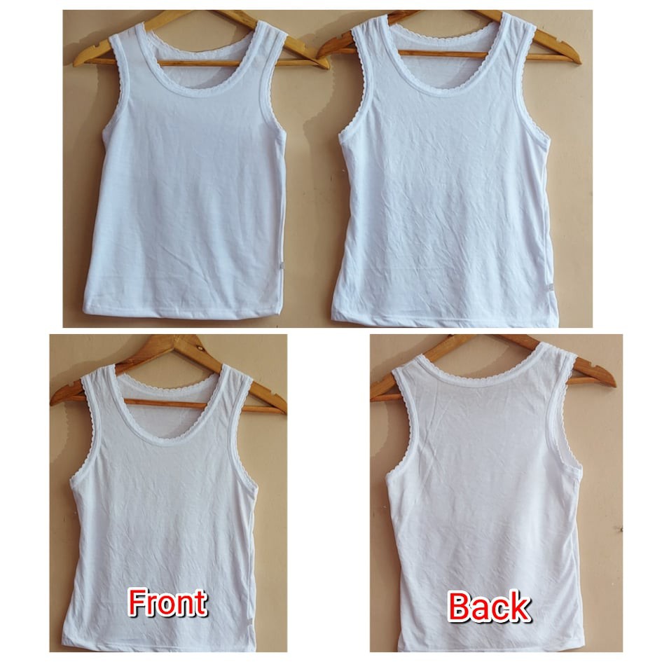 School Upper White Sando for Kid Girl, 1 to 11 years old, Cotton ...