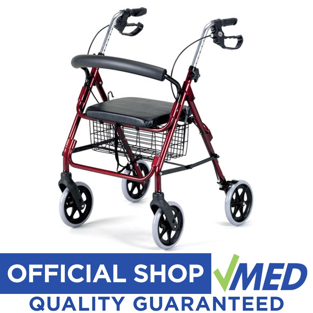 VMED Premium Adjustable Rollator Adult Walker w/ Chair and Wheels ...