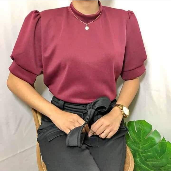 258 Puff Sleeves Elegant Ariane Blouse | Shopee Philippines