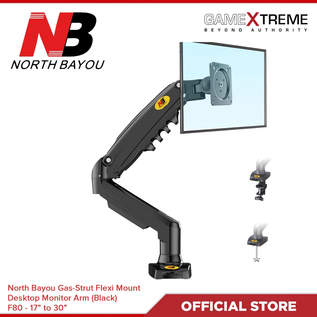 North Bayou F80 Gas-Strut Flexi Mount Desktop 17-30 Inch Monitor Arm (Black) | Shopee Philippines