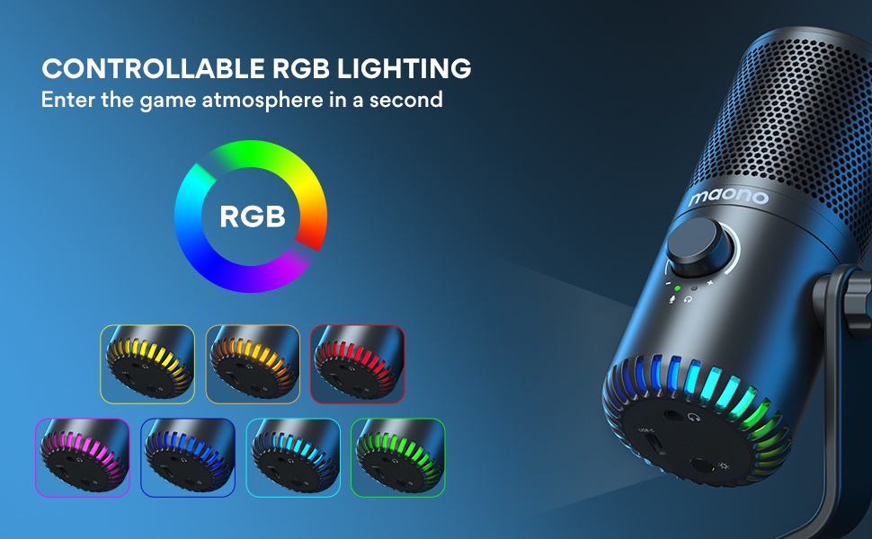 Maono DM30 USB Microphone RGB Gaming Microphone Computer Mic USB Gaming ...