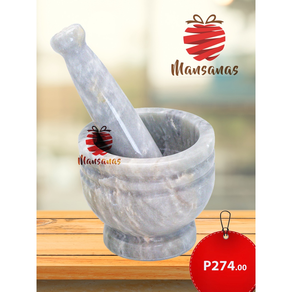 Mansanas SET Real Authentic Marble Stone Mortar and Pestle/Almires ...
