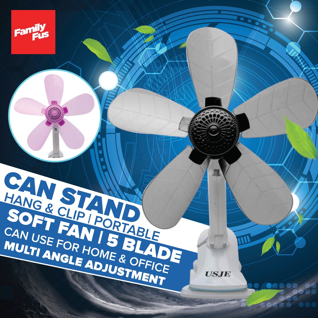 5 blends Fan Home Electric Fan W/ Clip Clover Fan Anti-Heat Portable ...