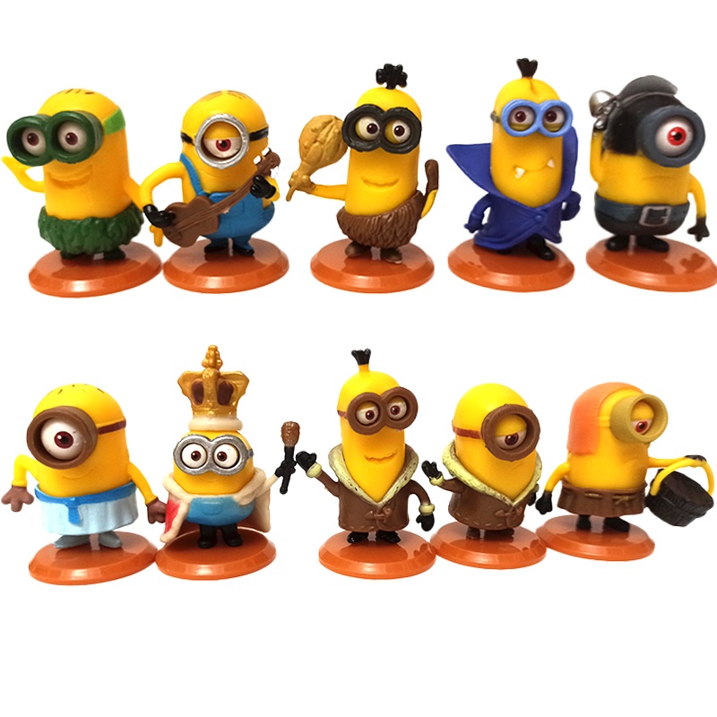 10 pieces Minions Miniature Anime Figures Despicable Me Movie Character ...