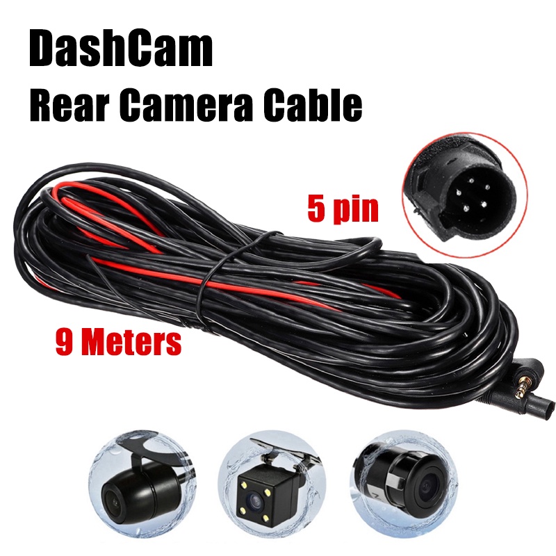 5 Pin 9m DashCam Rear Camera Cable Long Line Cable Car Recorder Rear ...