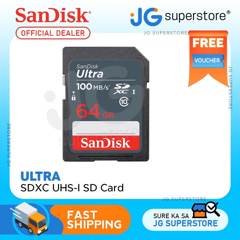 Sandisk Ultra SD Card 64GB UHS-I SDXC Class 10 with 100mb/s Read Speed ...