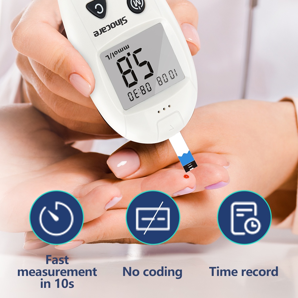 Sinocare Safe-Accu Glucometer kit (100pcs Test Strips and Lancets ...