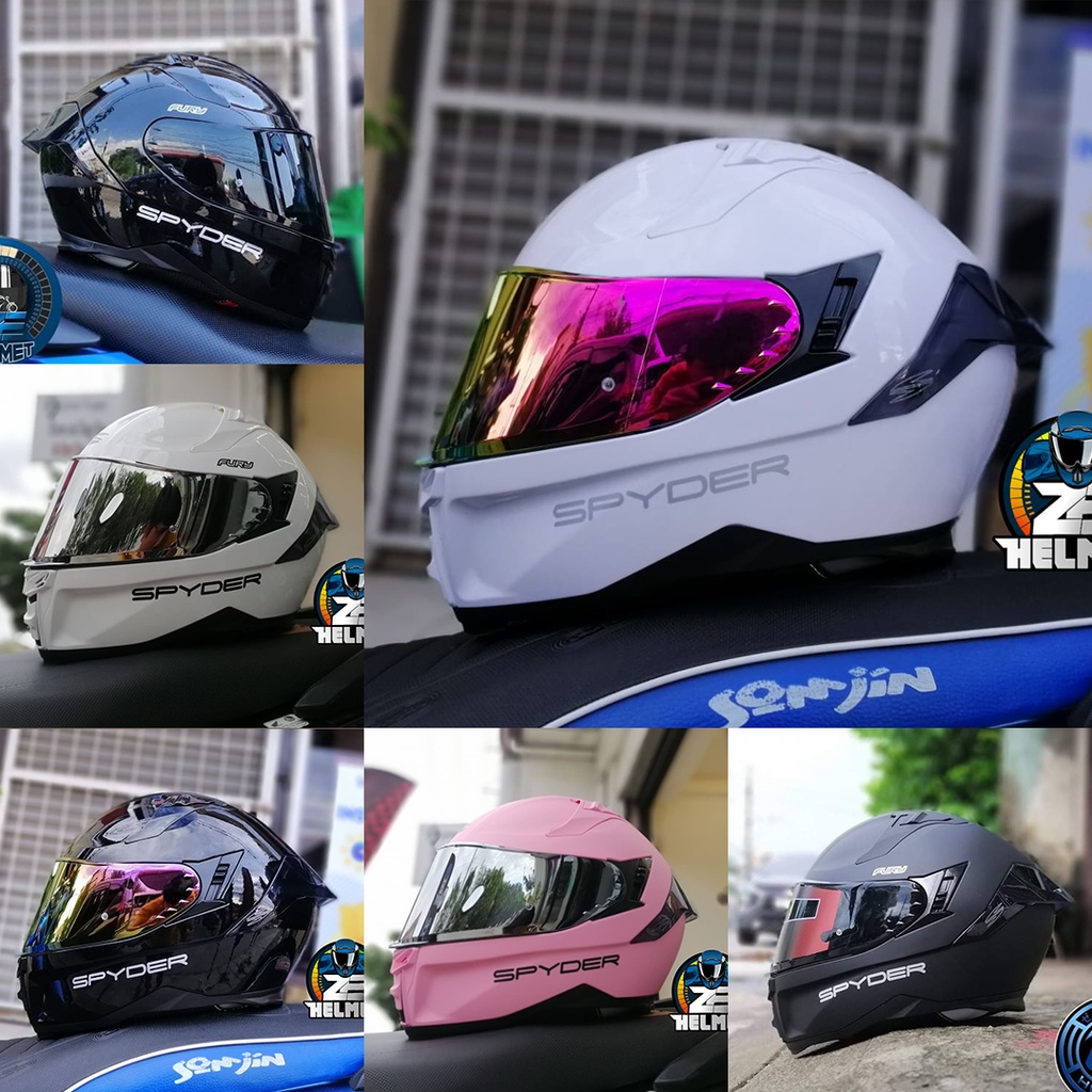 SPYDER FURY Plain (All Colors) FULL FACE - DUAL VISOR (with FREE Clear ...