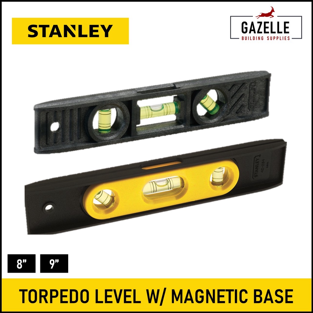 Stanley Magnetic Torpedo Level Spirit 8" 200mm / 9" Magnetic Base - 42 ...