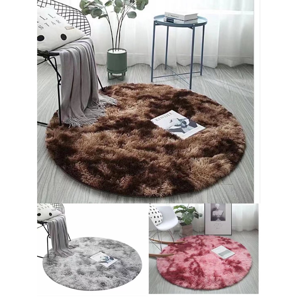 120*120cm Tie-dyed Round Carpet Soft Fluffy Rug Bedroom Mats - Diameter ...