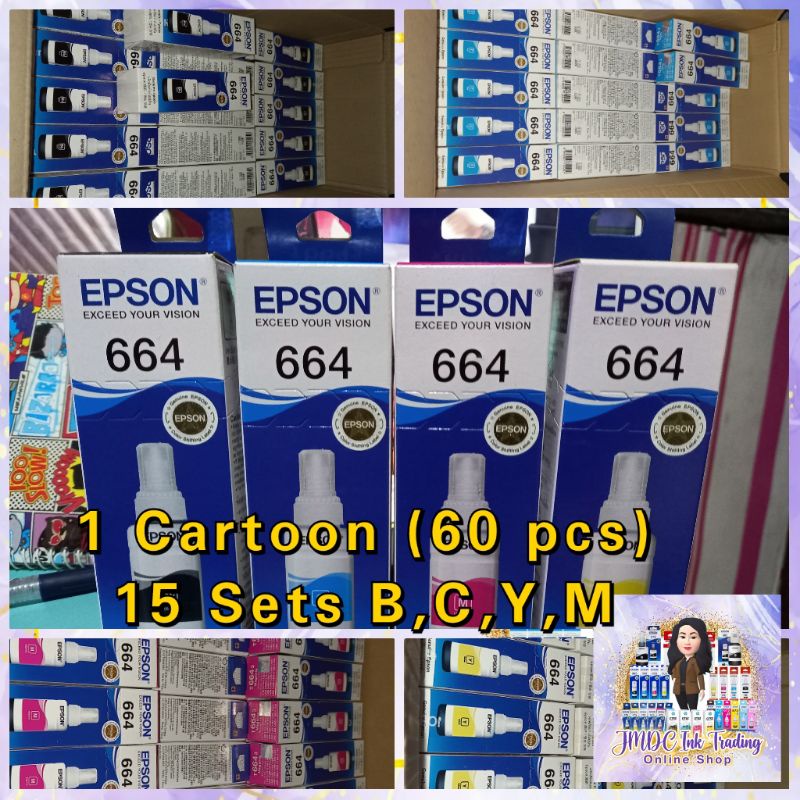 Bulk Epson 664 B,C,Y,M Ink Bottle Ink (60pcs / 15 sets) | Shopee ...