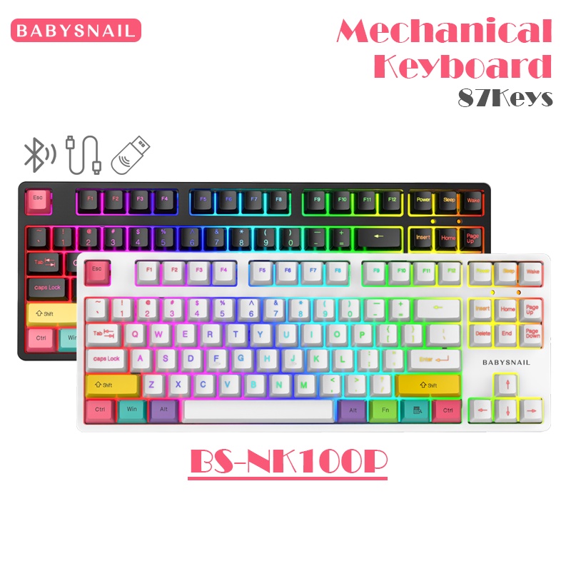 Hot swap BabySnail BS-NK100P RGB BackLit Bluetooth/2.4G/Wired 4000mAh ...