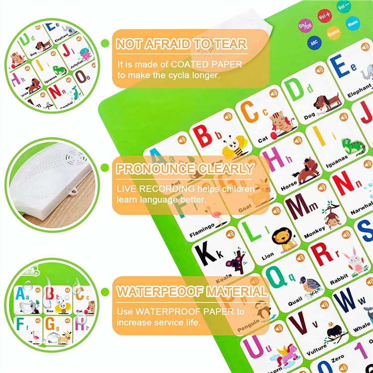 Smart Learning Sound Wall Chart for Kid ABC Alphabet / Numbers ...