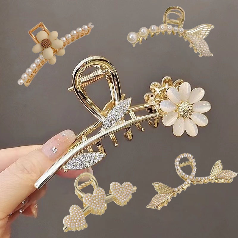 Luxury Butterfly Hair Clip Metal Hair Clamp Gold Rose Flower Hairpin ...