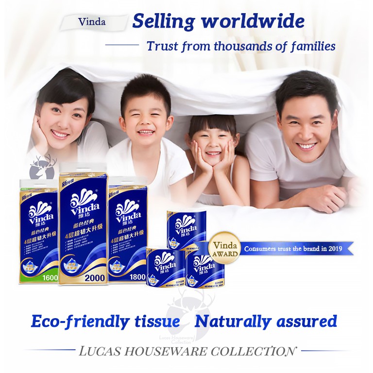 10 ROLLS VINDA SUPER TOUGH 4 LAYERS 180g / TOILET TISSUE CORED ROLL ...