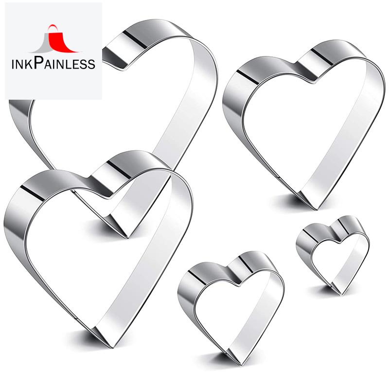 5 Pieces Heart Shape Cookie Cutter Set Valentine Cookie Cutter ...