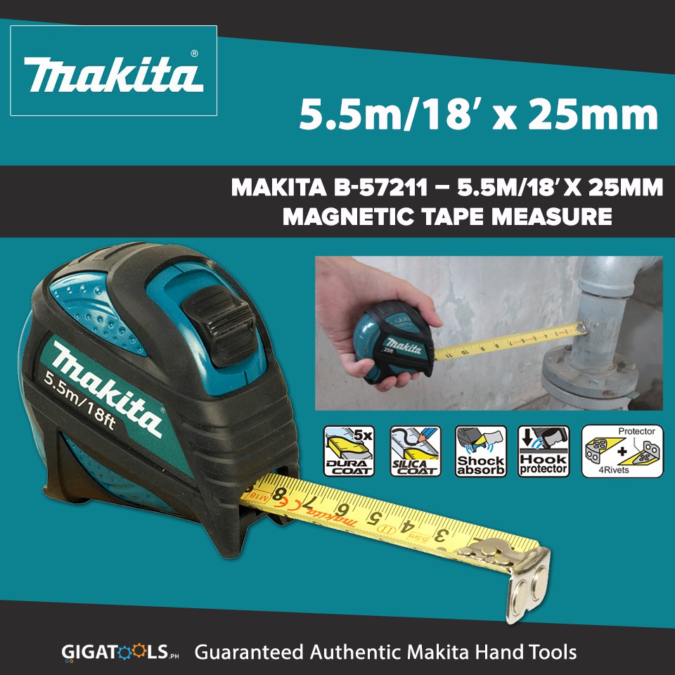 Makita B-57211 – 5.5m/18′ x 25mm Magnetic Tape Measure | Shopee Philippines