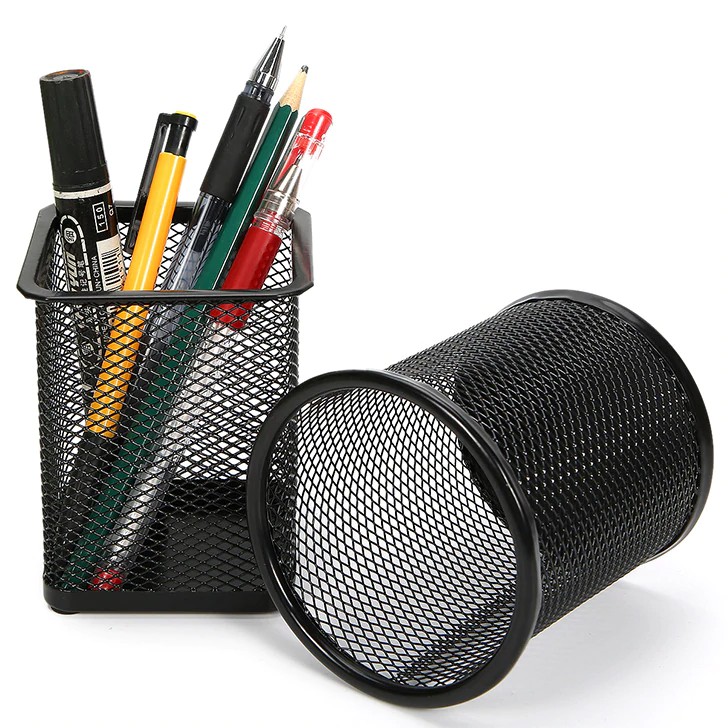 Pen Holders Pencil Holder Metal Mesh Pen Case Desk Organizer | Shopee Philippines