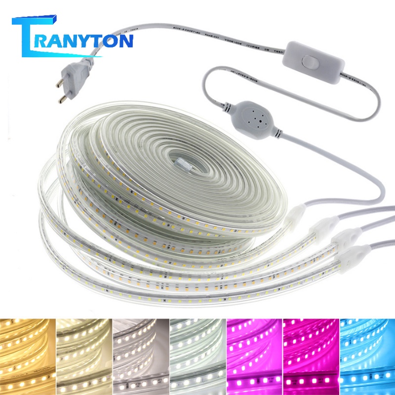 High Brightness 120LED/m LED Strip Light 1-8M 220v IP67 Waterproof ...