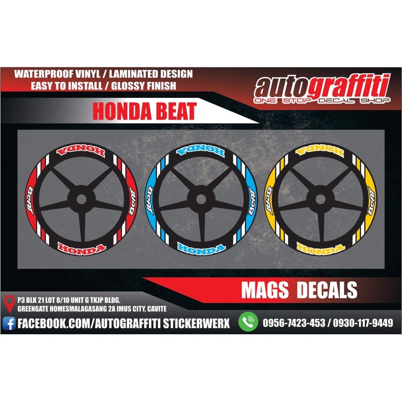 Honda Beat Mags Decals White and Red Concept | Shopee Philippines