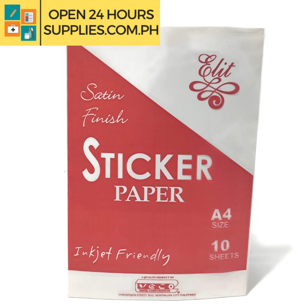 Veco Elit Sticker Paper Satin Finish A4 10 Sheets, Matte | Shopee ...