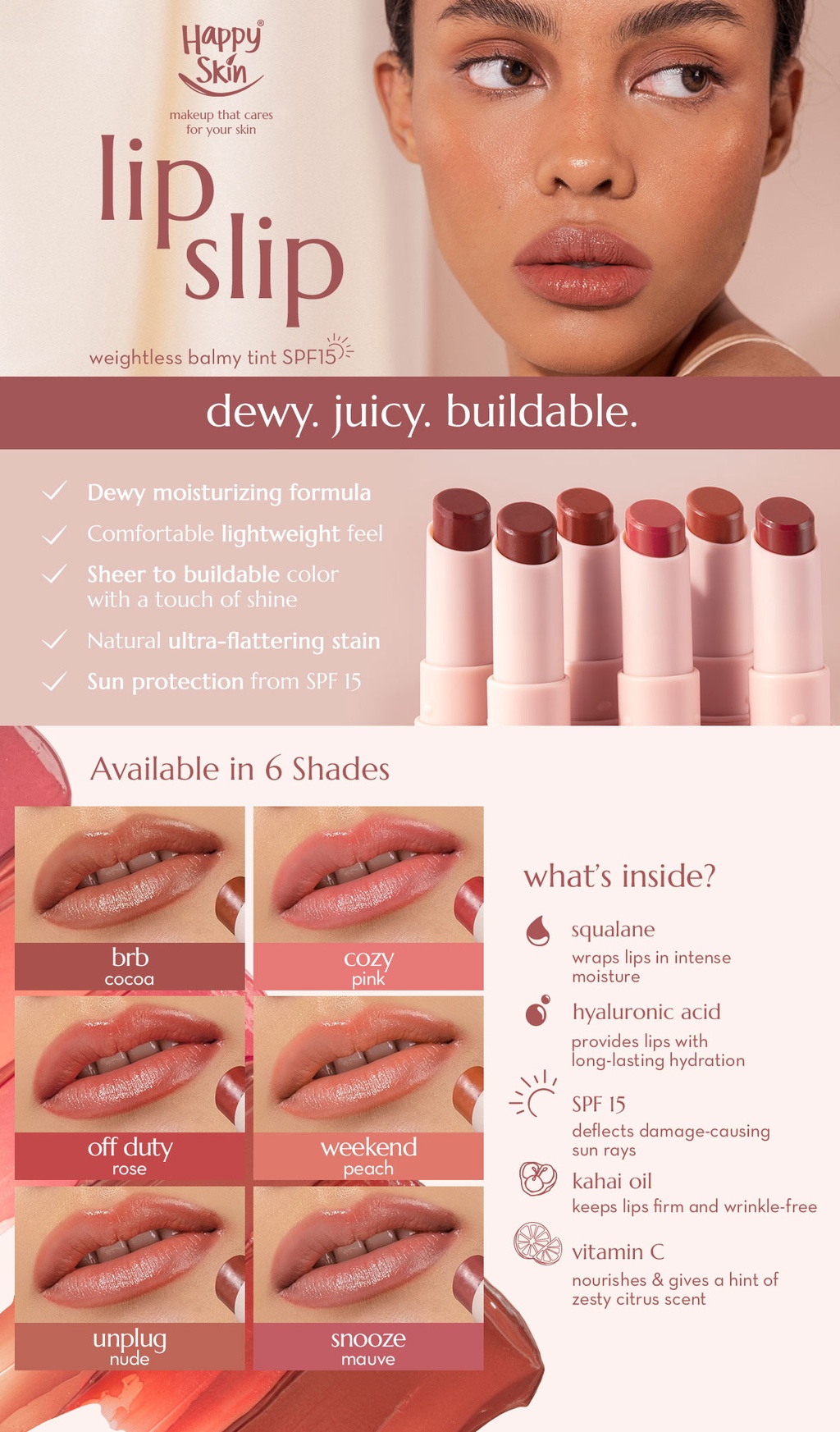 Happy Skin Lip Slip in Snooze [Weightless Balmy Lip Tint] | Shopee ...