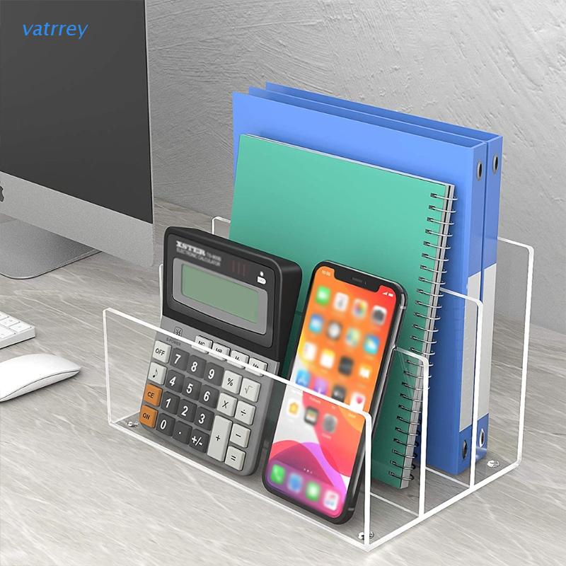 VA Clear Acrylic File Holder 3 Section Thick Acrylic File Organizer for ...