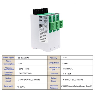 AC 500mA 5A 10A 20A Current Sensor Signal Monitoring Transmitter ...
