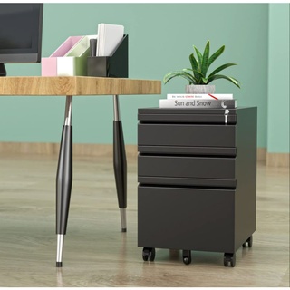 Black 3 drawer Mobile Drawer with keylock, Mobile Pedestal Cabinet ...