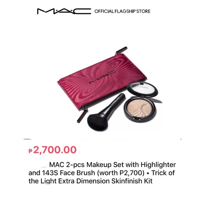 MAC 2-pcs Makeup Set with Highlighter and 143S Face Brush | Shopee ...