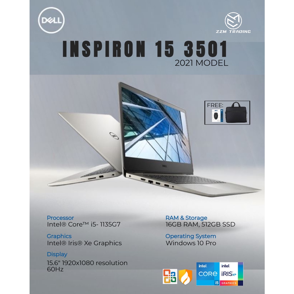Dell Inspiron 15 3501- 1605S 2021 Model Intel® Core™ i5- 1135G7 15.6" 16GB RAM 512GB SSD ...