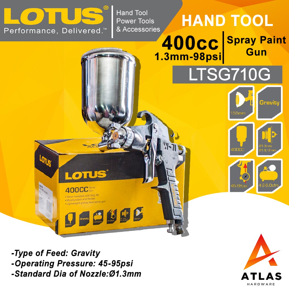 Lotus Spray Paint Gun 400CC 1.3MM 98PSI LTSG710G | Shopee Philippines