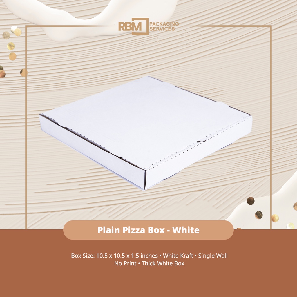 Pizza Box Corrugated - White Pizza Box (Plain White Kraft) | 10.5 ...