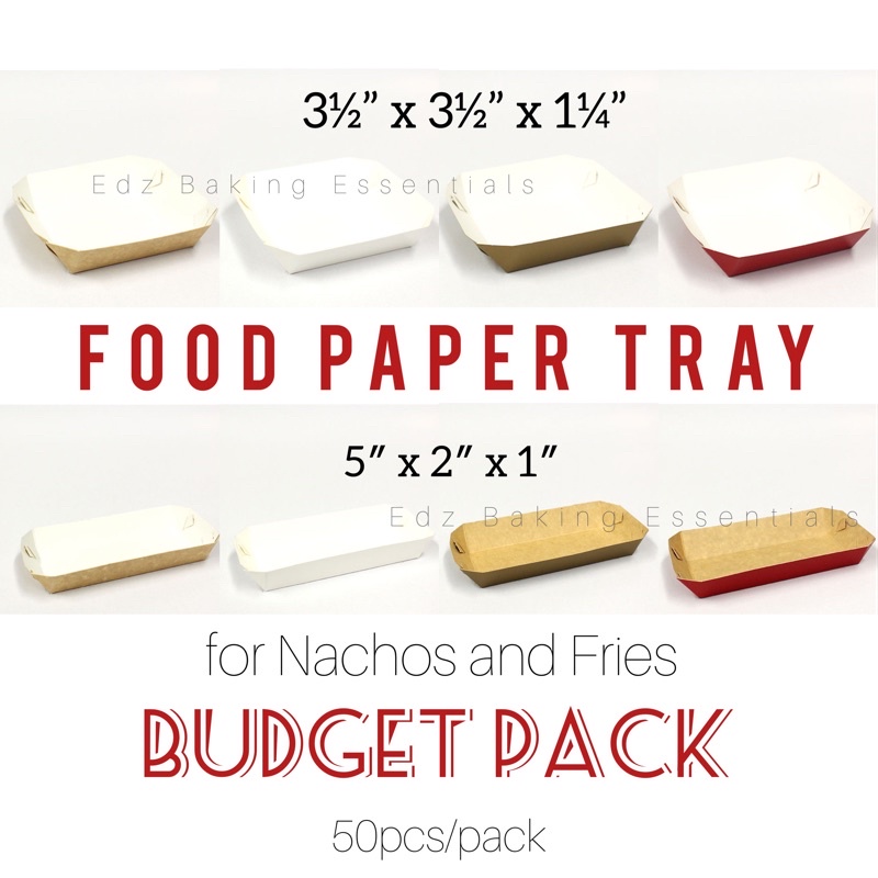 50pcs Food Tray Paper Plate for Fries and Nachos (small serving for ...