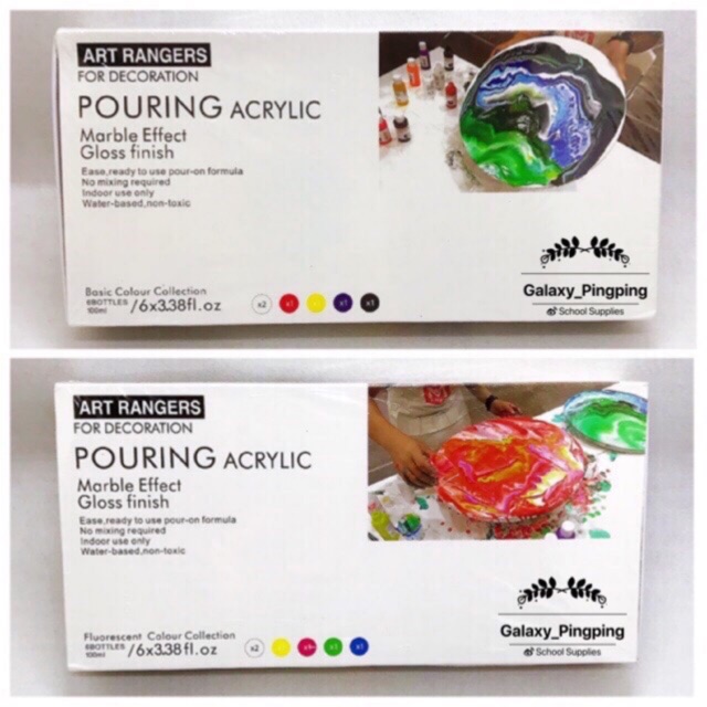 Art Rangers Pouring Acrylic Fluorescent Marble Effect (6x100ml ...