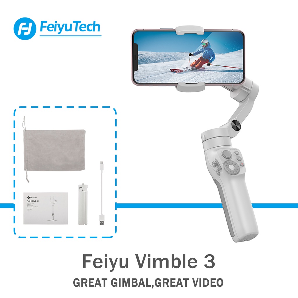 FeiyuTech Vimble 3 Gimbal Handheld Gimbal Built-In Extension Rod 3-Axis Portable and Foldable ...