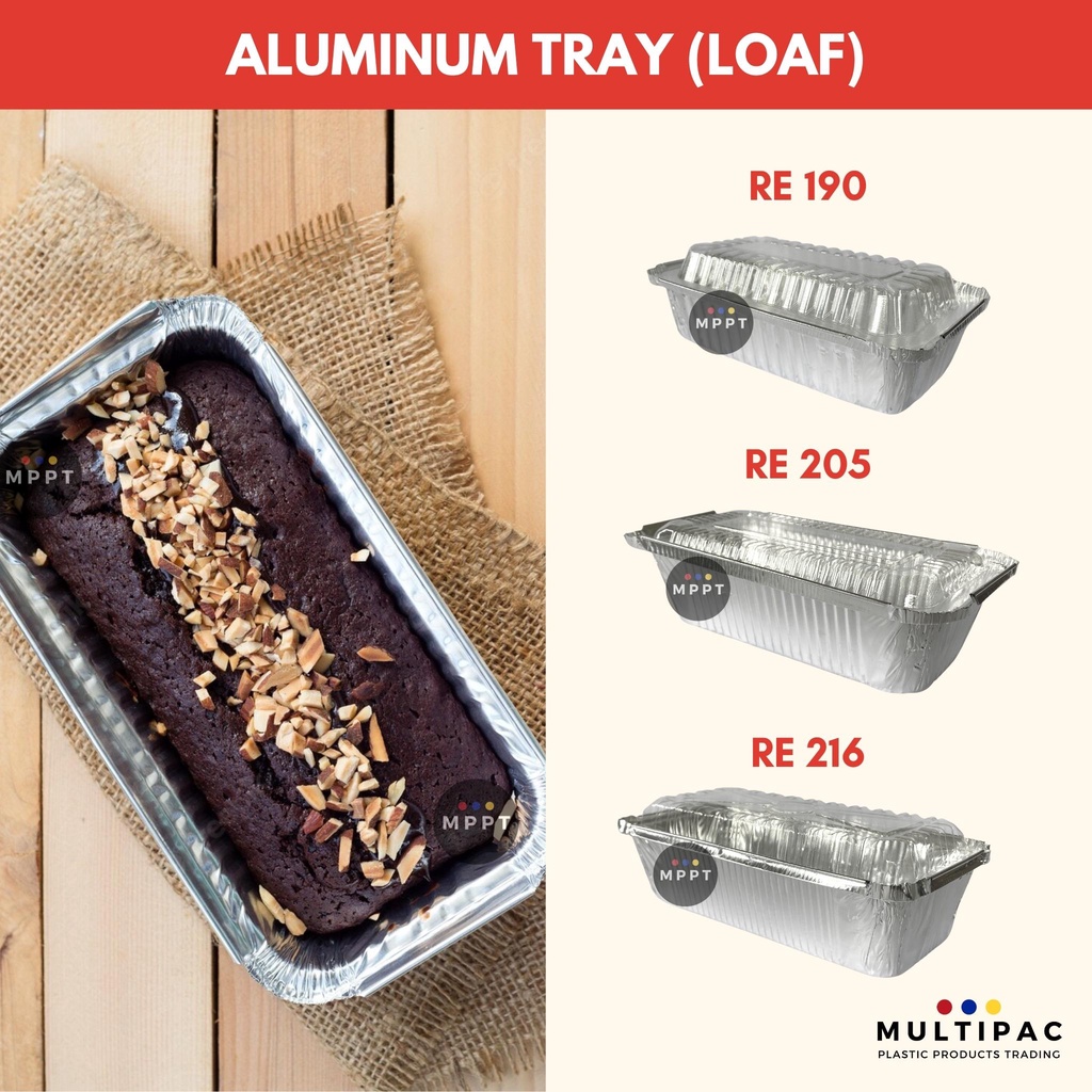 [10 PCS] - Aluminum Trays w/ Clear Lid (Loaf Pans RE190, RE205, RE216 ...