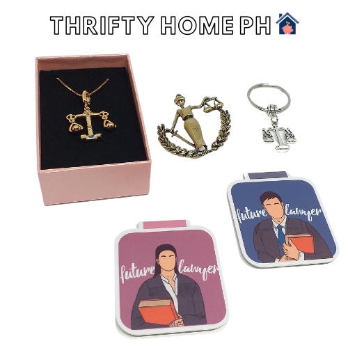 Law Gift Set (Scales of Justice Necklace and Keychain, Lawyer Bookmark ...