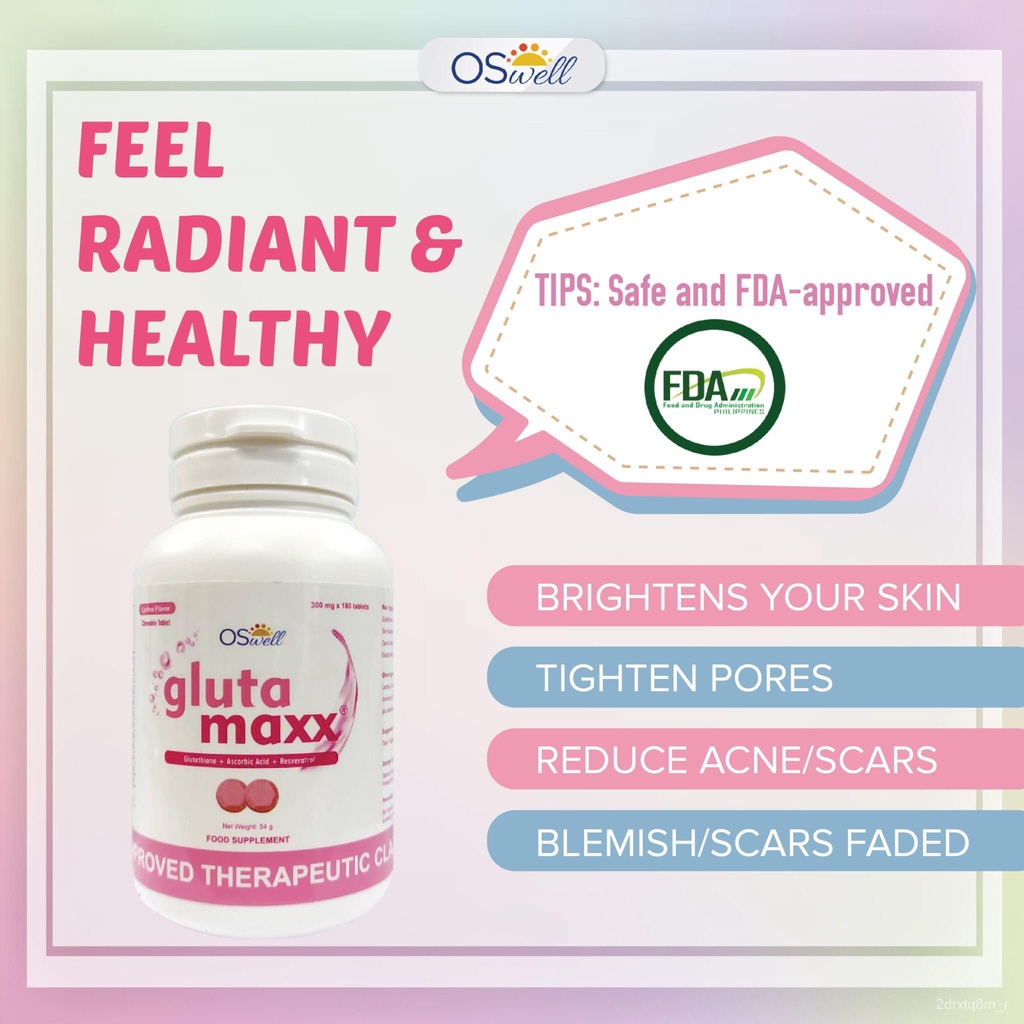 Original Oswell Gluta Max (60 tablets) | Skin whitening | Moisturize ...