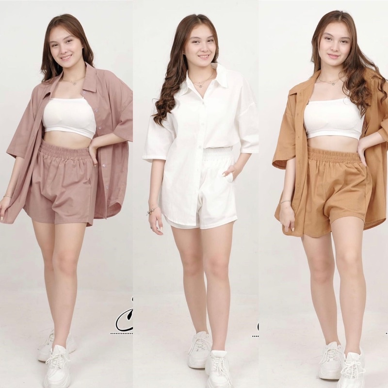 Olivia Polo Coords (Linen) | Shopee Philippines