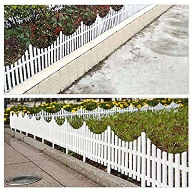 White Plastic Garden Fence Thin Stripes Garden Fence Border Small 60