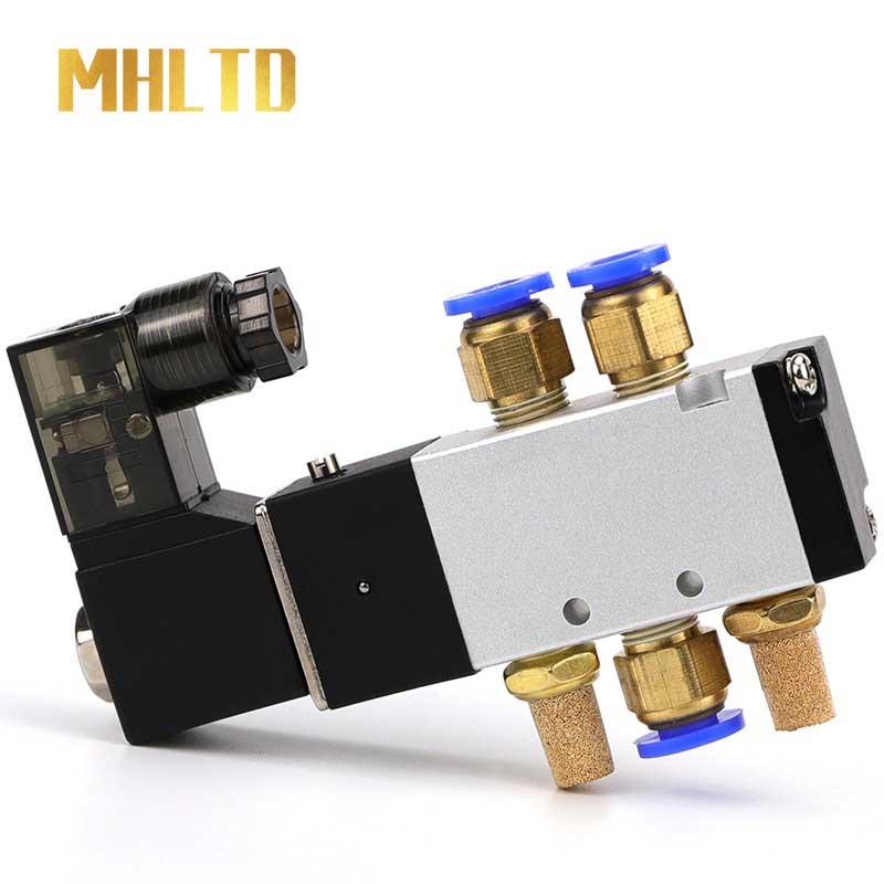 5 Way 2 Position Port Pneumatic Control Solenoid Air Pressure Valve DC12V DC24V AC110V AC220V ...