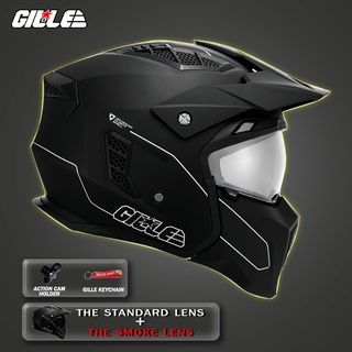 Gille Squadron Solid Helmet Full Face Dual Sports convertible to Half ...