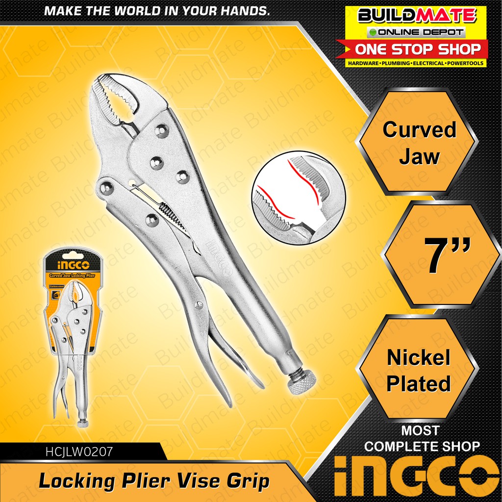 Ingco curved jaw locking plier vise grip 7" hcjlw0207 •buildmate• iht ...
